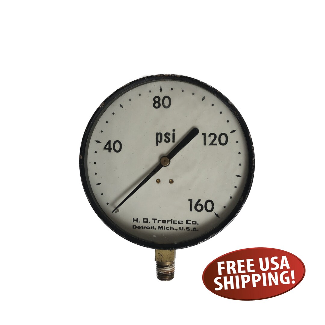 Vintage H.O. Trerice Co. Air Pressure Gauge, Old Gauge for Decor, Prop ...