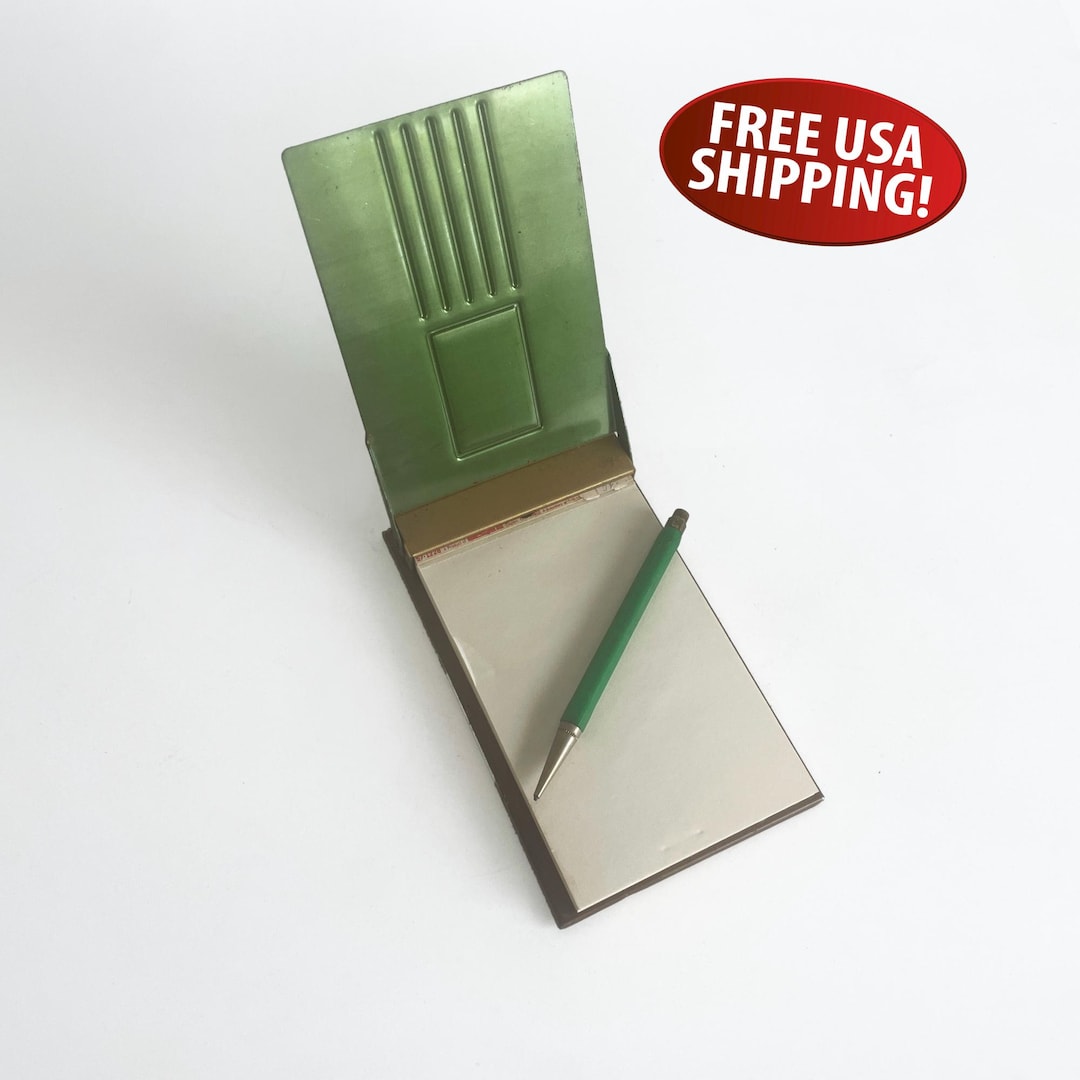 Midcentury Industrial Style Metal Memo Pad Holder With Lead Holder ...