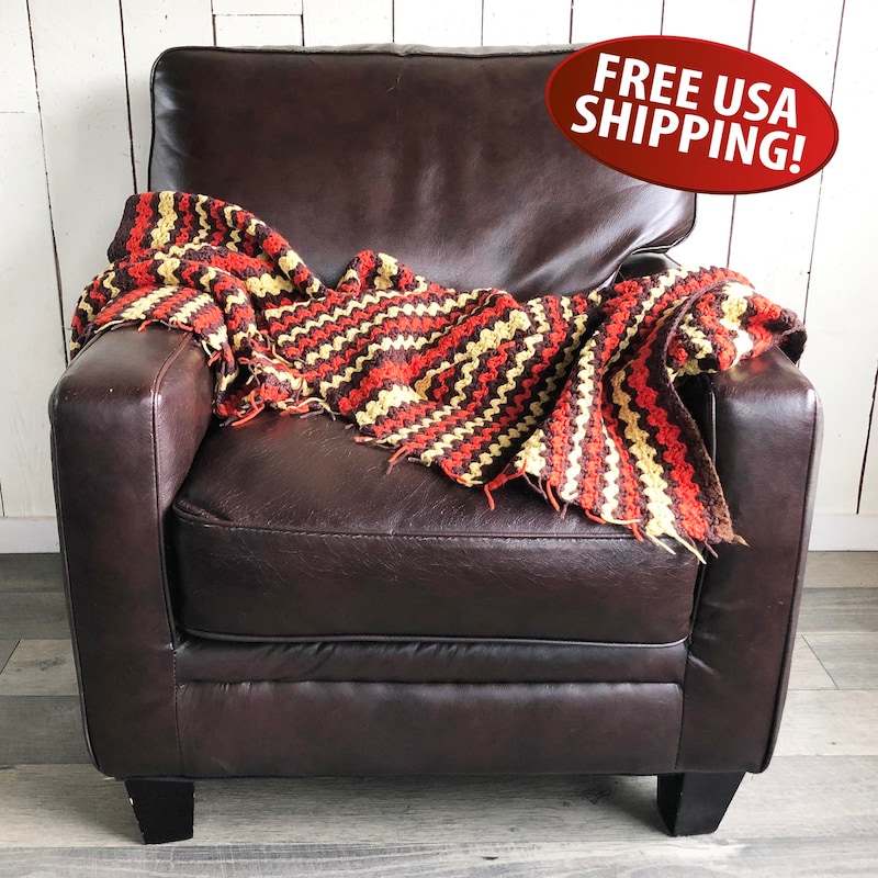 Burnt Orange Crochet Afghan - Etsy
