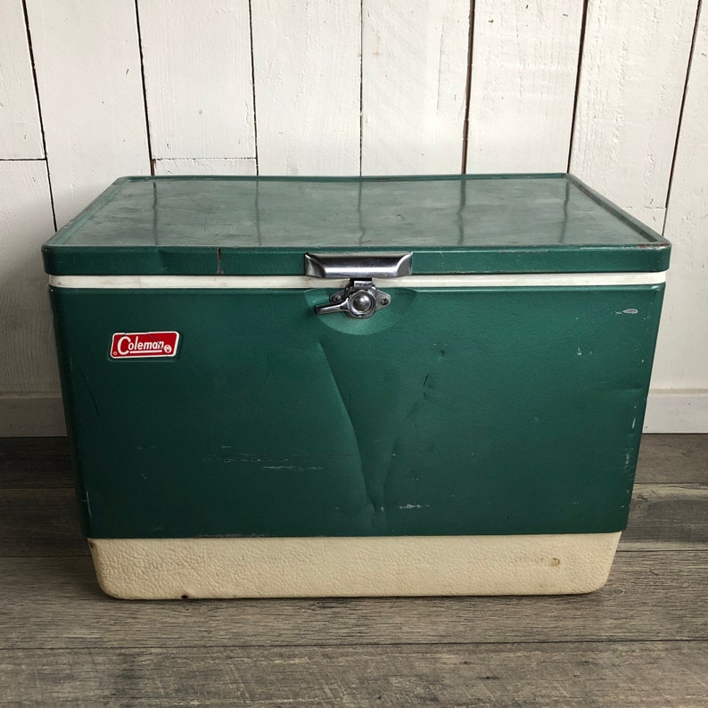 Mid Century Coleman Green & White Metal Ice Chest Cooler - Etsy