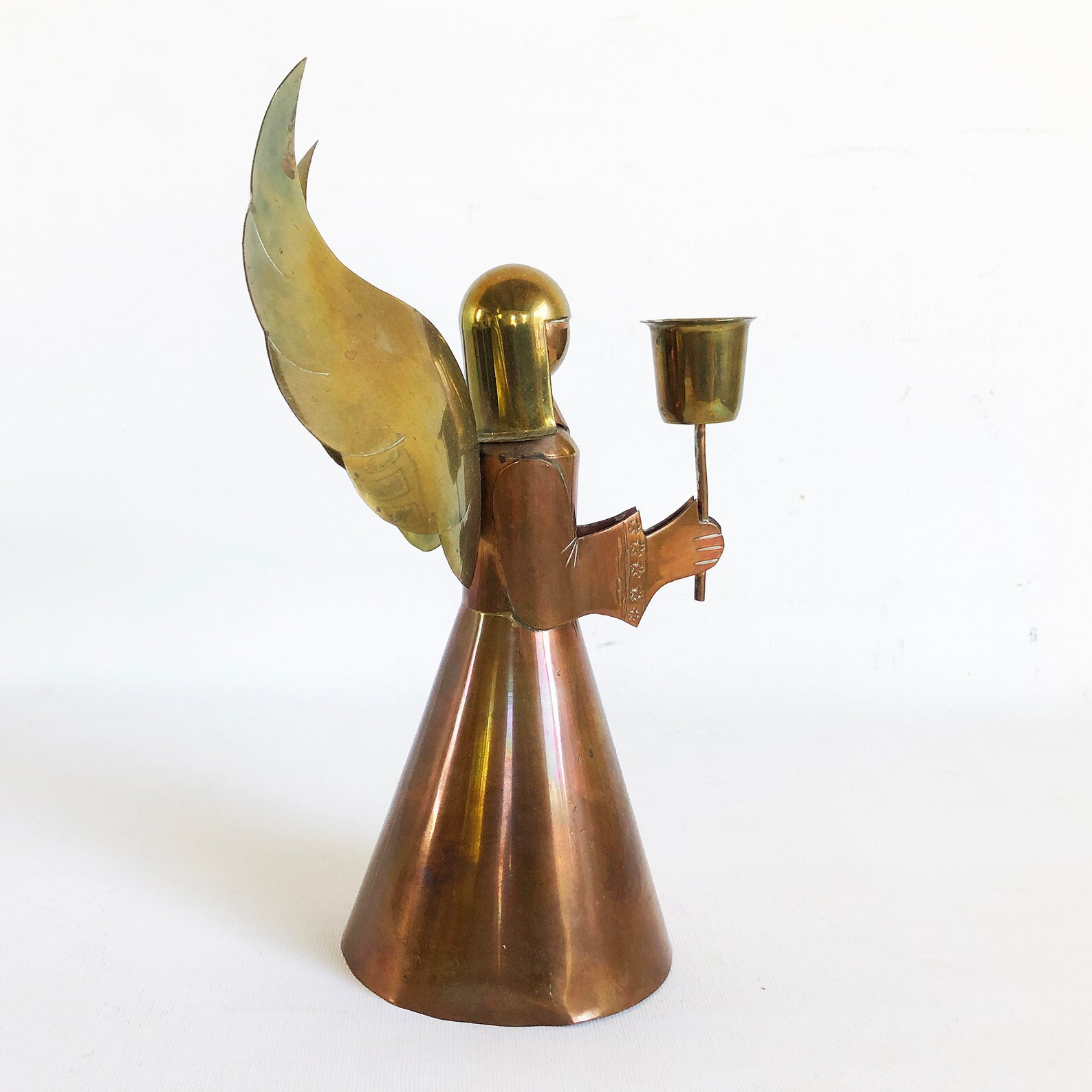 Vintage Copper & Brass Angel Candle Holder Hand-made Metal - Etsy