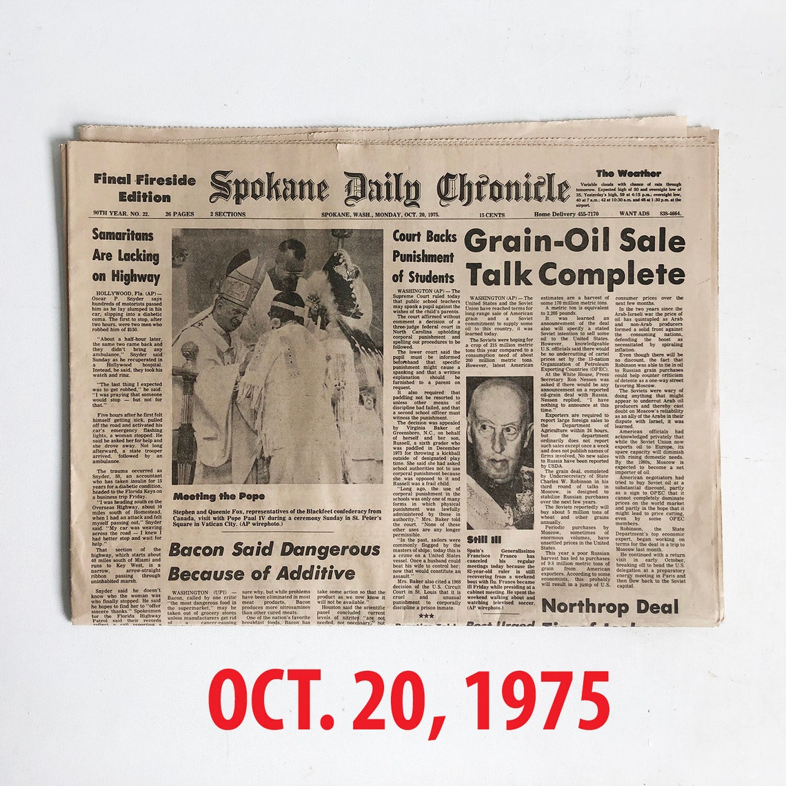 Old Newspaper From the 1970s - Spokane, WA - Spokane Daily Chronicle ...