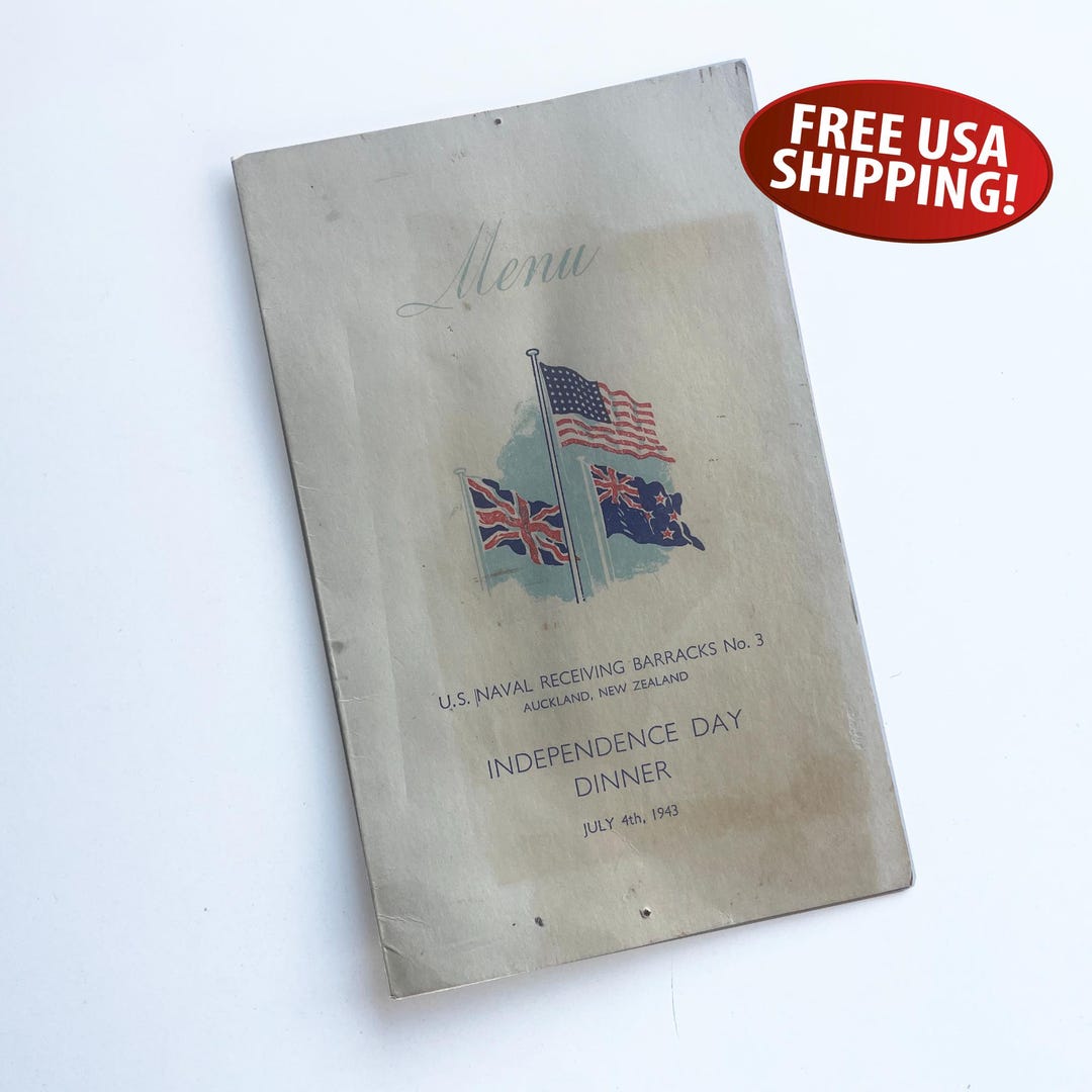 WWII 1943 Independence Day Dinner Menu: Auckland Naval Base Ephemera - Etsy