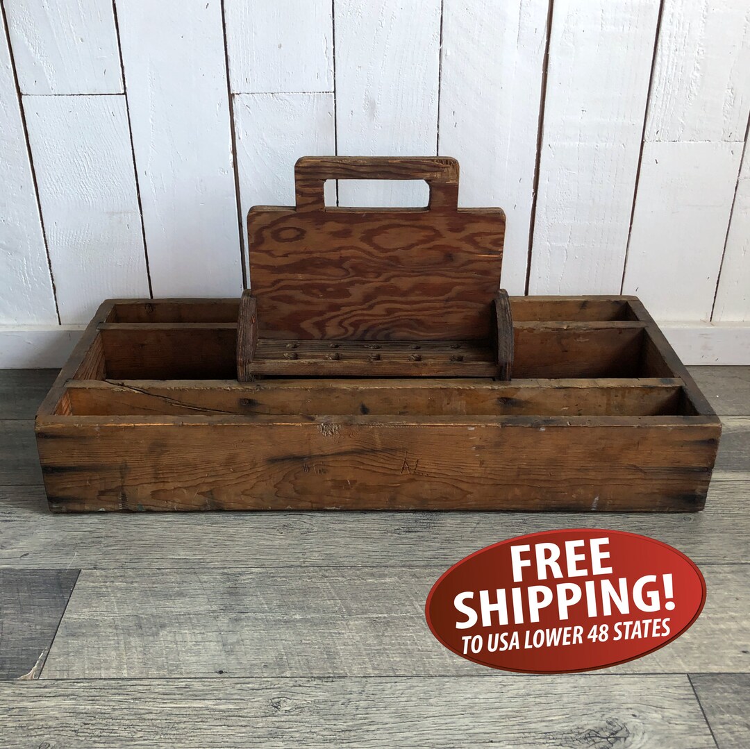 Old Rustic Homemade Tool Tote Toolbox Large Primitive Tool - Etsy