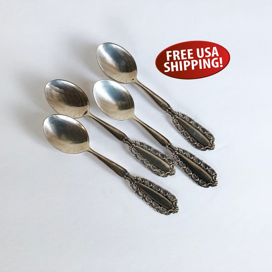 Set of Four Vintage Sterling Silver Coffee Spoons, Made in Sweden by ...