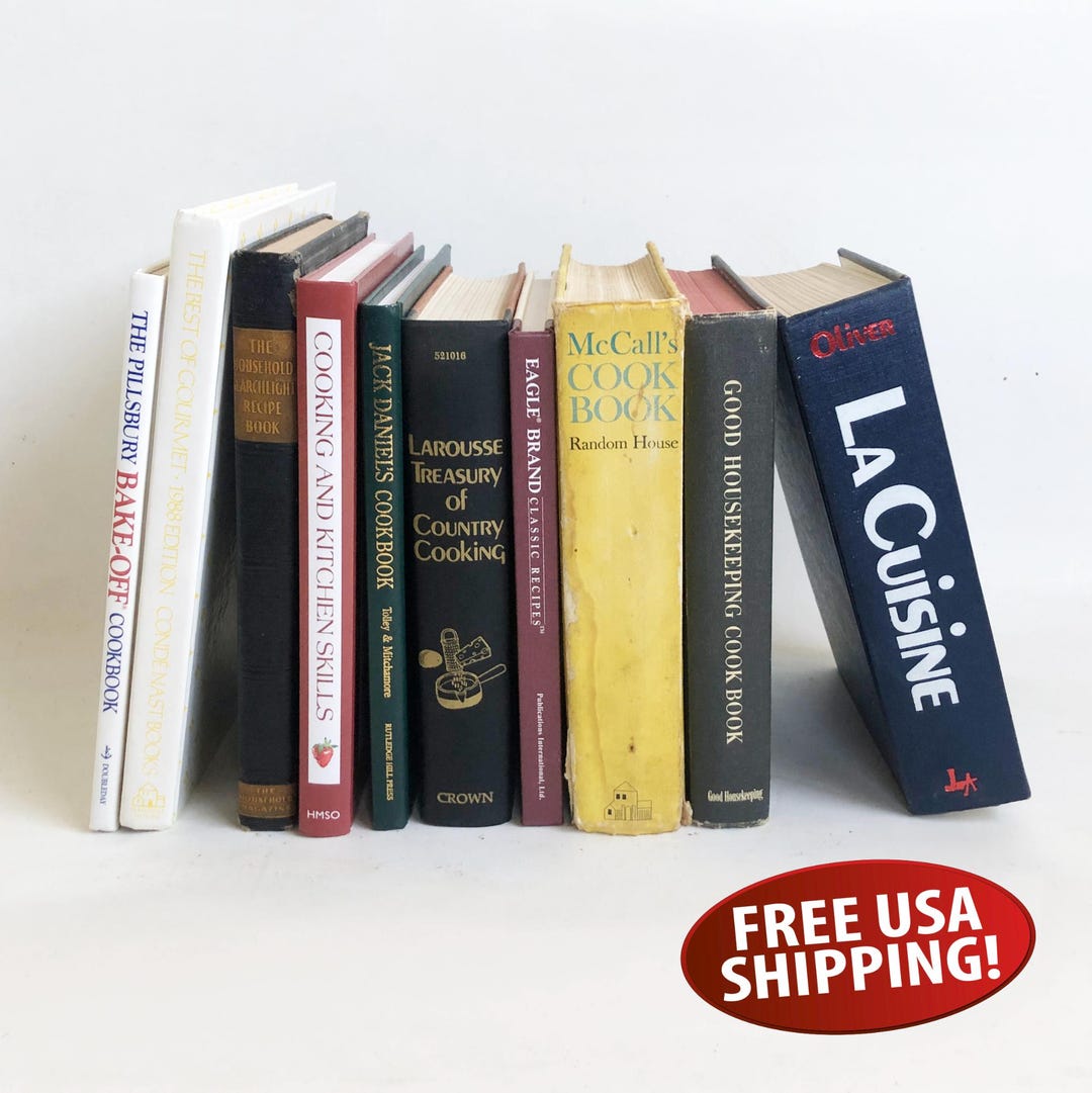 One Foot of Vintage Cookbooks, Recipe Book Bundle, Foodie Gift, Kitchen ...