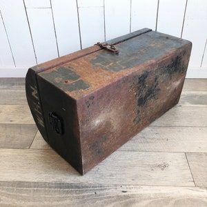 Large Mid-century Round Top Toolbox With Initials "w.h.n.", Distressed ...