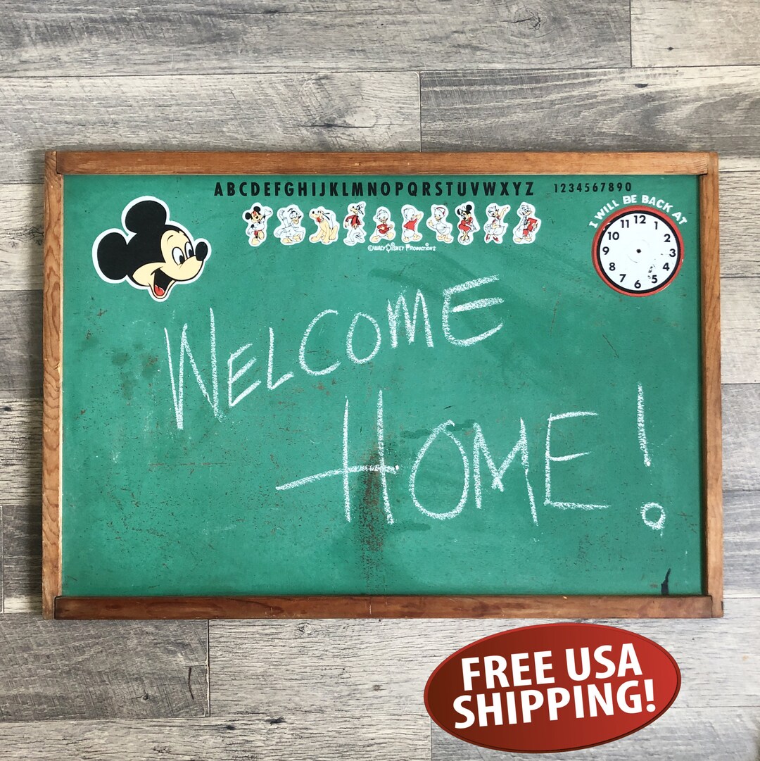 Large Mid Century Disney Chalkboard, Mickey Mouse Chalkboard, Two-sided ...