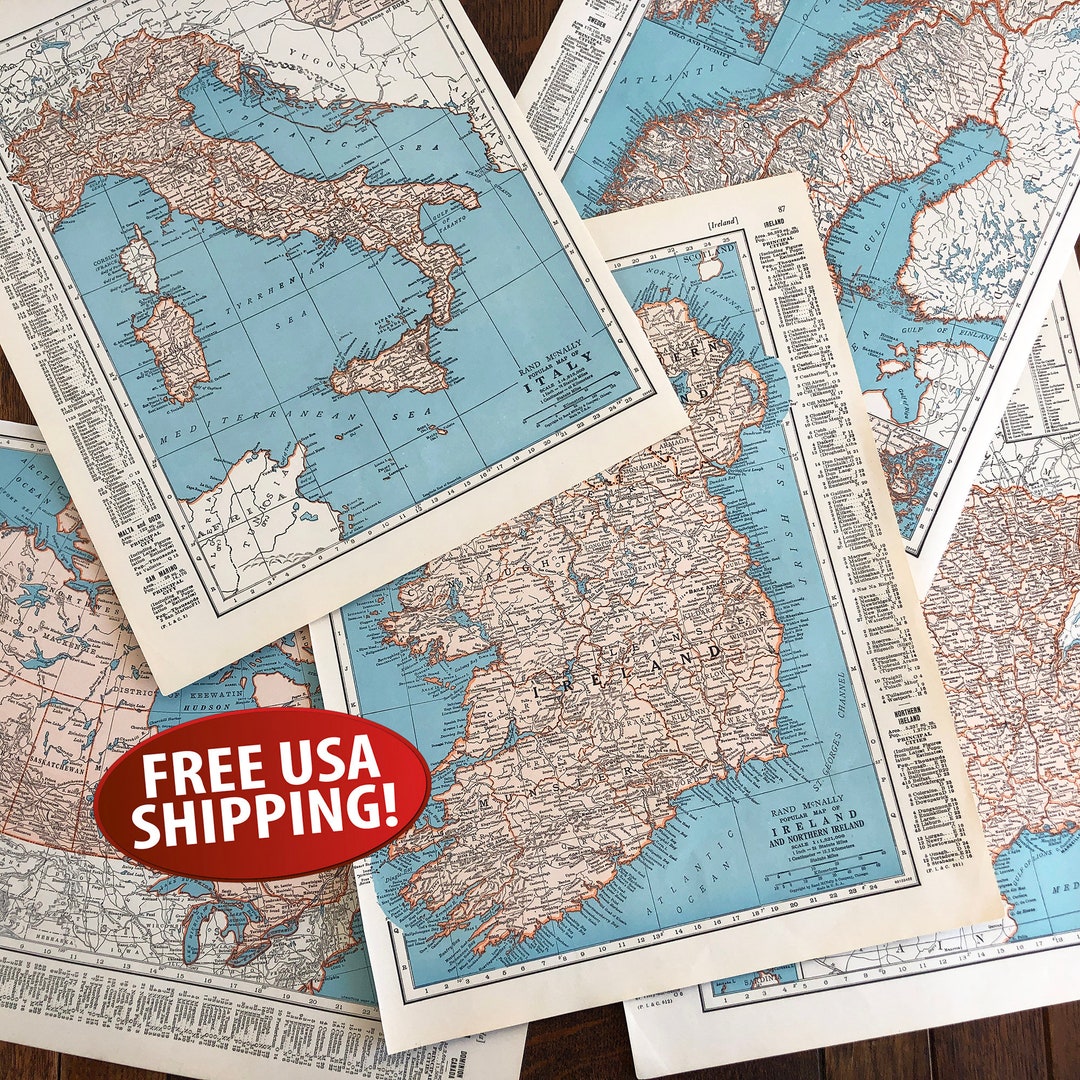Original 1943 World Nations Maps, Vintage World Atlas Map, Various ...