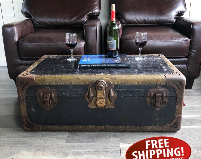 1920s Shwayder Trunk Mfg. Co. Samson Travel Trunk, Footlocker, Coffee ...