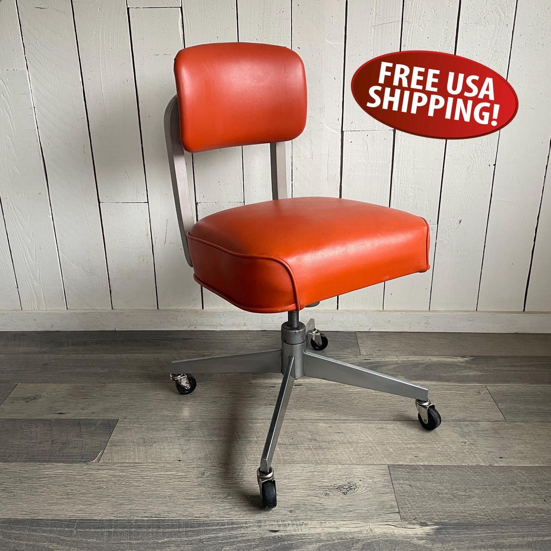 1970s Mod Burnt Orange Steelcase Office Chair, Task Chair, Steno Chair ...