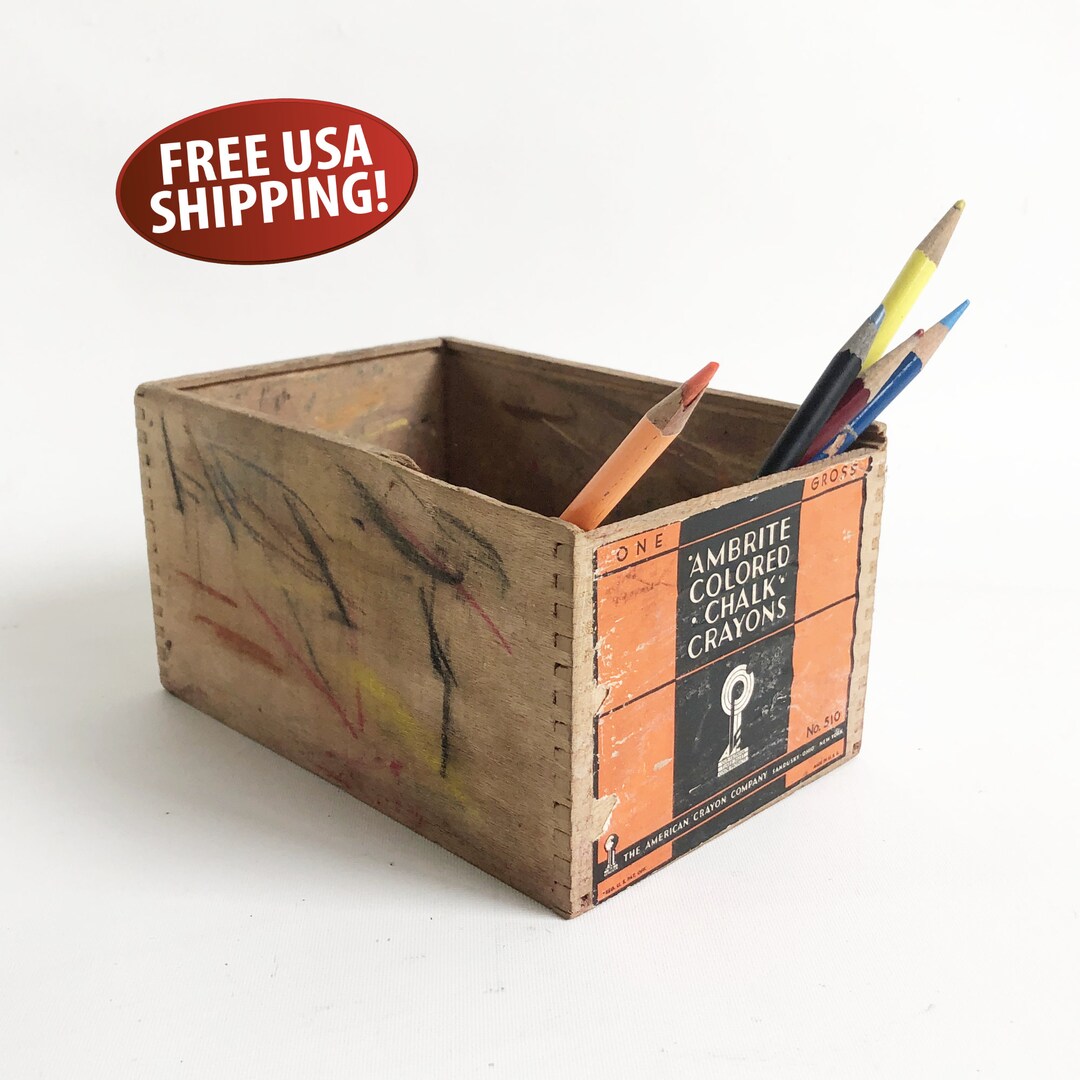 Old Ambrite Colored Chalk Crayons Wooden Box, Artist Box, Studio ...