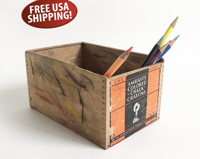 Old Ambrite Colored Chalk Crayons Wooden Box, Artist Box, Studio ...