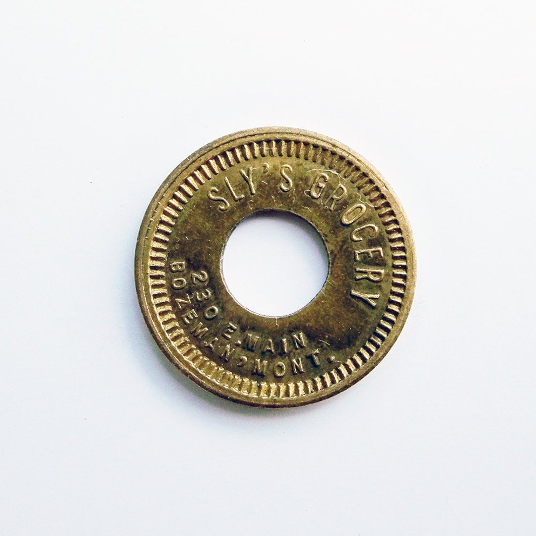 Vintage Brass Merchant Token: Sly's Grocery, Bozeman Montana - Etsy