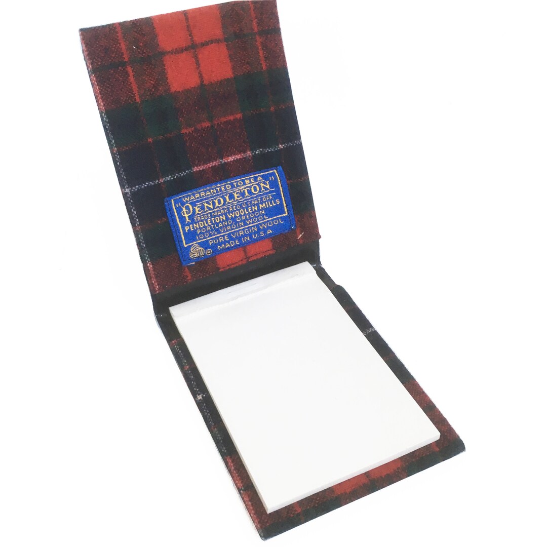 Pendleton Plaid Wool Memo Pad Holder, Memo Pad Wallet Red and Green ...