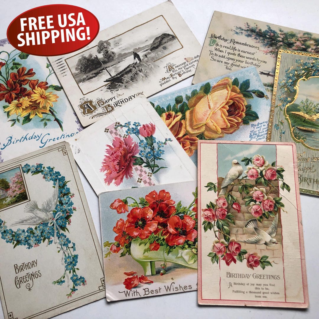 Here's a Fun Bundle of Nine Original Birthday Postcards From the Early ...