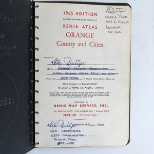 Orange County, California Street Atlas From 1965, Renie Street Atlas ...