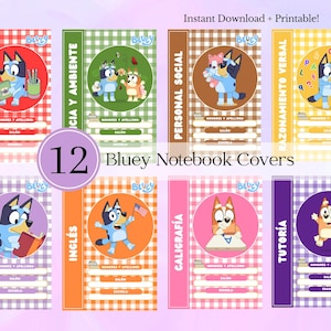 Pack of 12 Bluey Covers | Printable Kawaii Children's Covers | Digital ...