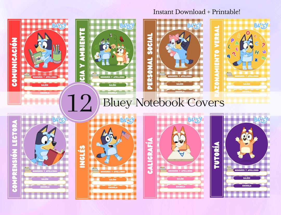 Pack of 12 Bluey Covers | Printable Kawaii Children's Covers | Digital ...