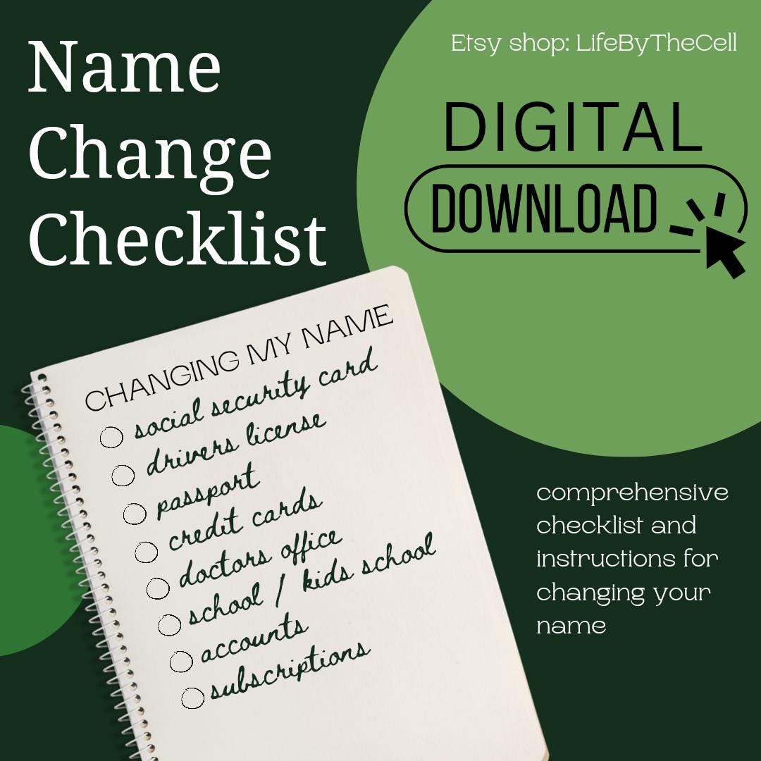 How to Change My Name Wedding Marriage Name Change Checklist Getting ...