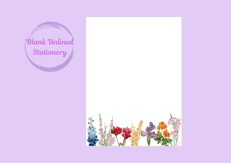 Wildflower Watercolor Stationery Set: Floral Notepaper, Lined & Blank ...