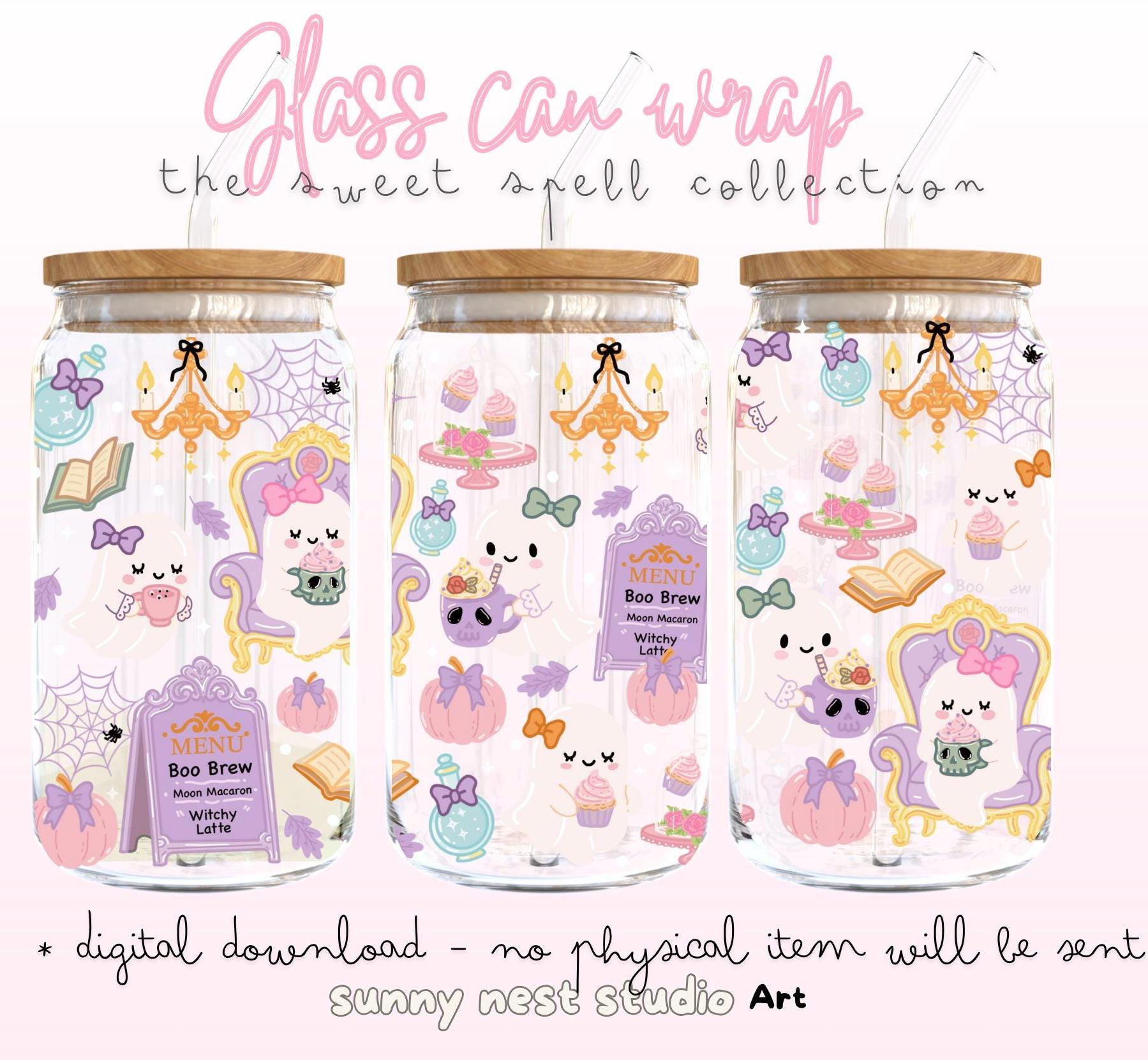 Pastel Halloween Ghost Cafe Wrap | Libbey 16oz PNG Wrap | Kawaii ...