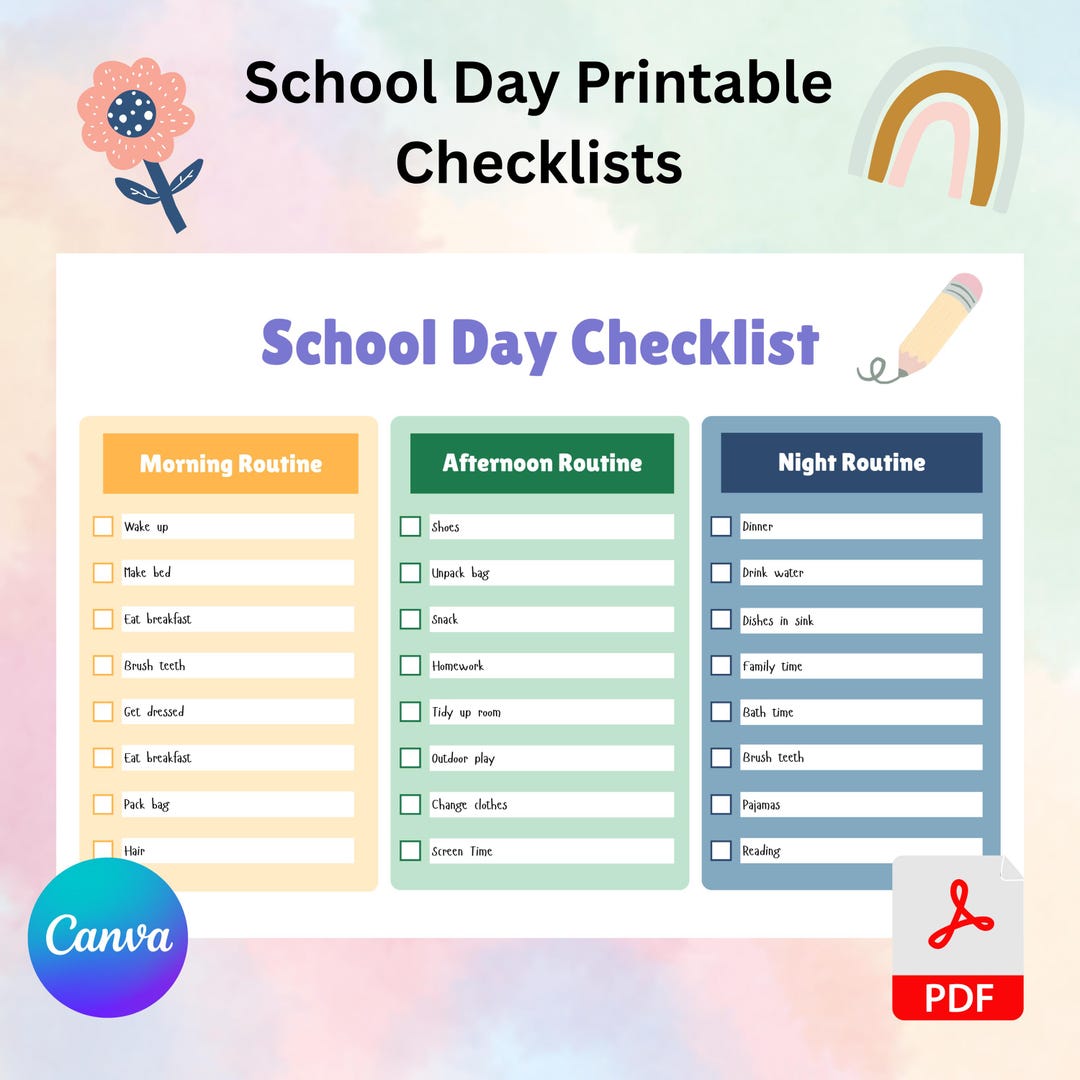 Kids Daily Routine Checklist Bundle – Morning, After School & Bedtime ...