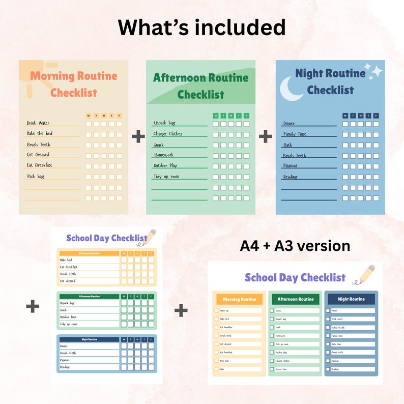 Kids Daily Routine Checklist Bundle – Morning, After School & Bedtime ...