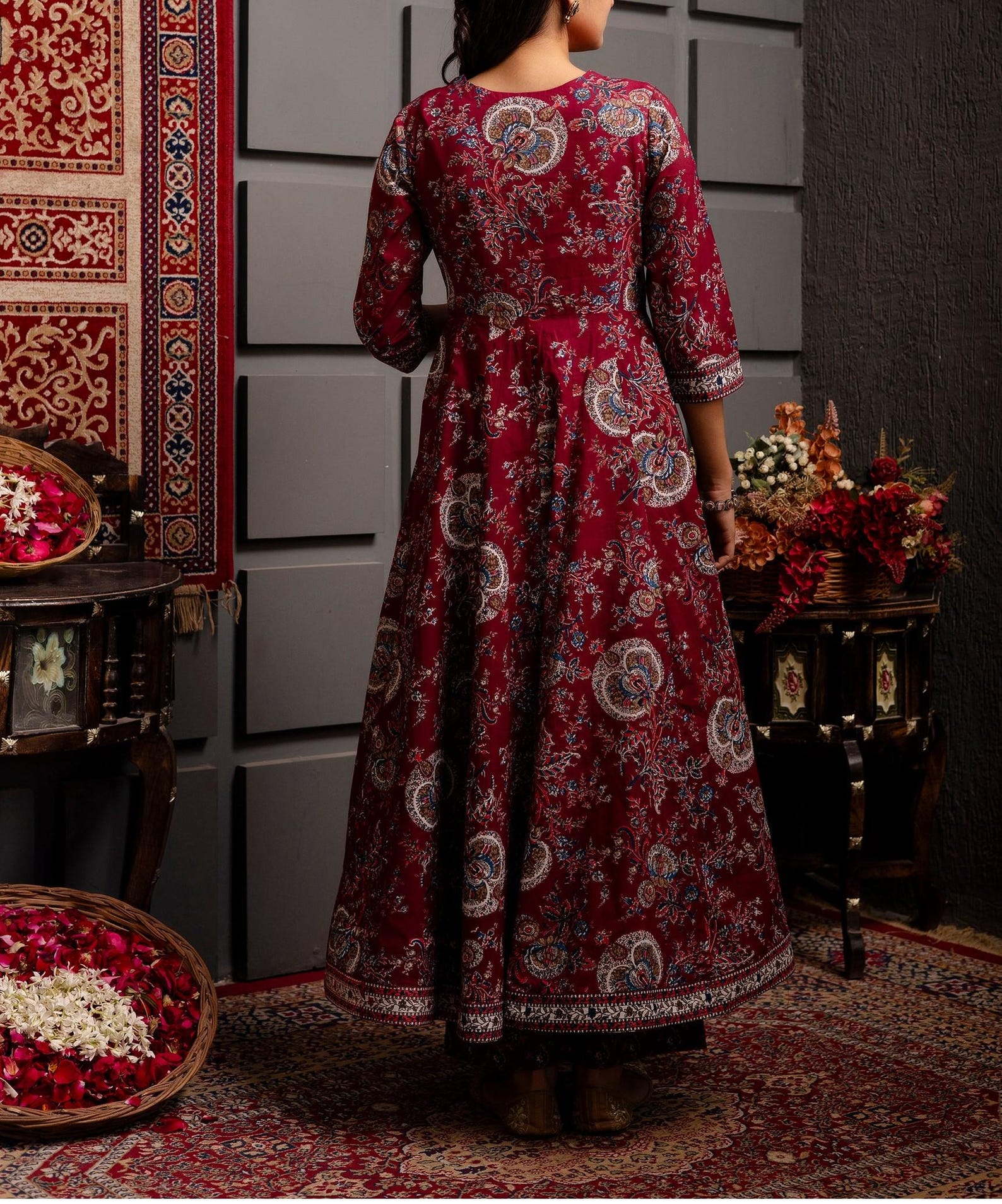 Hand Block Print Kurta Set With Dupatta/stole|indian Salwar Kameez ...