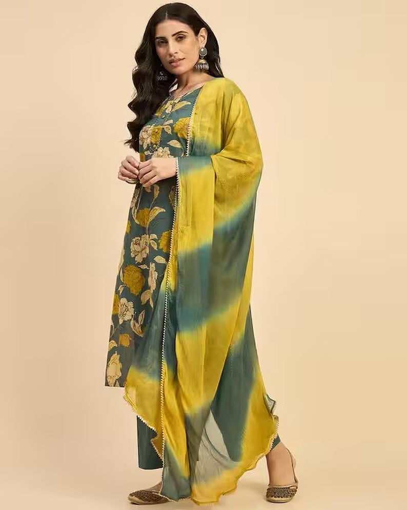 Hand Block Print Kurta Set With Dupatta/stole|indian Salwar Kameez ...