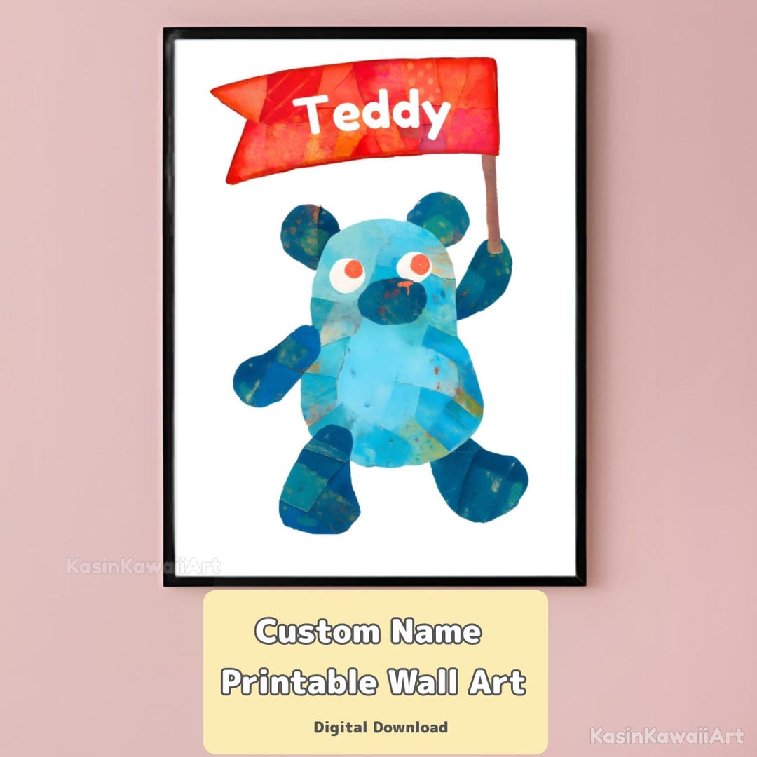 Custom Nameposter Teddy Bear Wall Art – Whimsical Printable Poster for ...