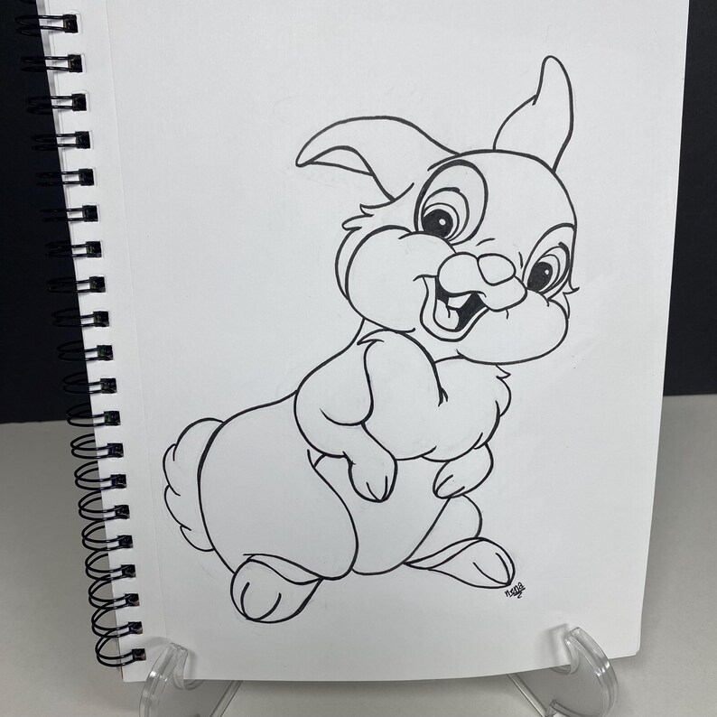 Hand-drawn Thumper Disney Illustration Ink Black and White on Paper 11 ...