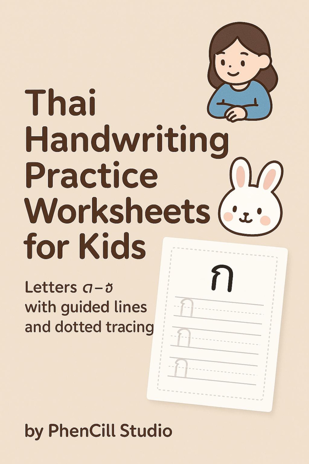Thai Alphabet Handwriting Worksheets for Kids | ก-ฮ Practice PDF ...