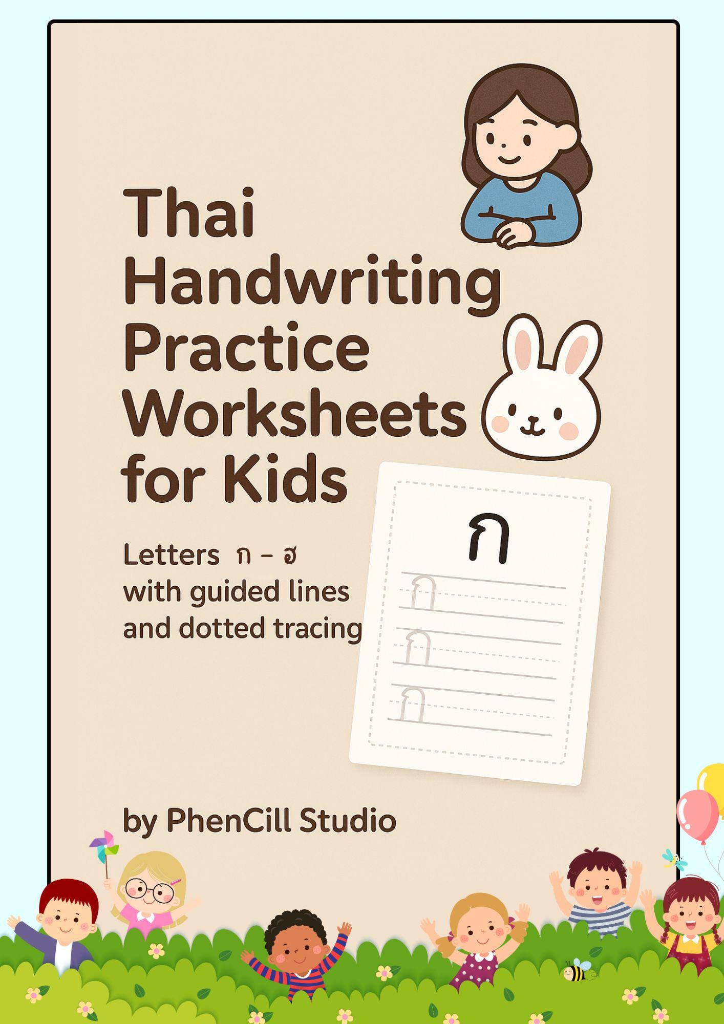 Thai Alphabet Handwriting Worksheets for Kids | ก-ฮ Practice PDF ...
