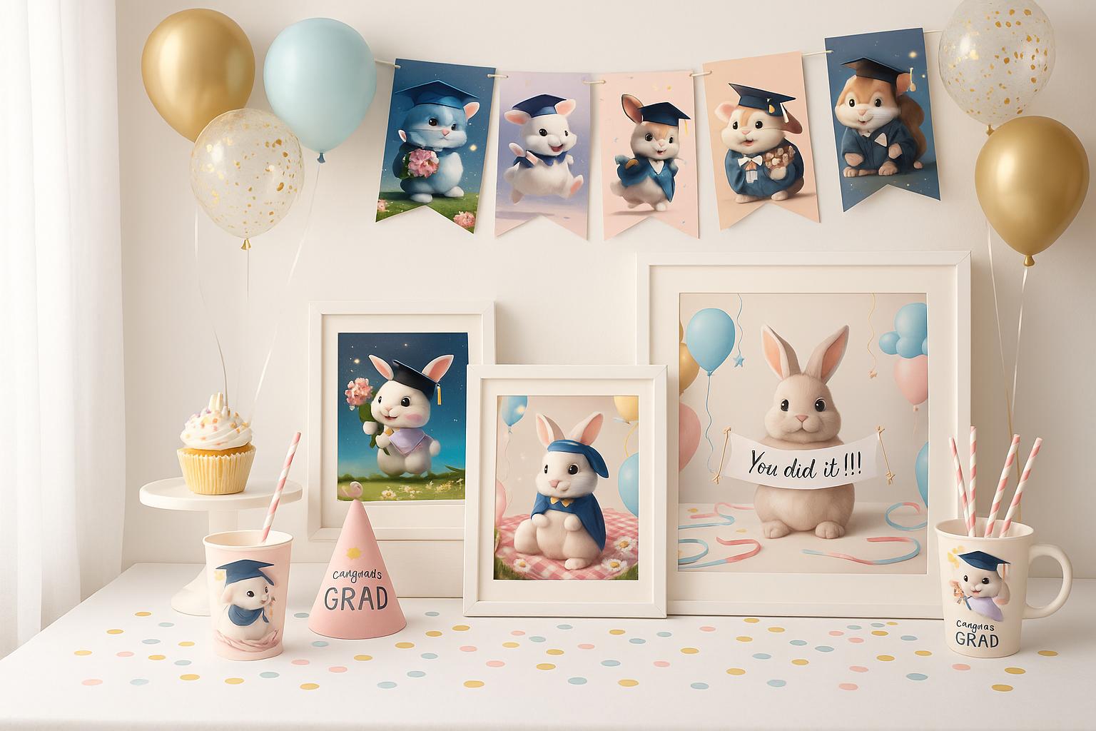 Graduation Bunny Clipart Set – Cute Kawaii Rabbit Graduation Day ...