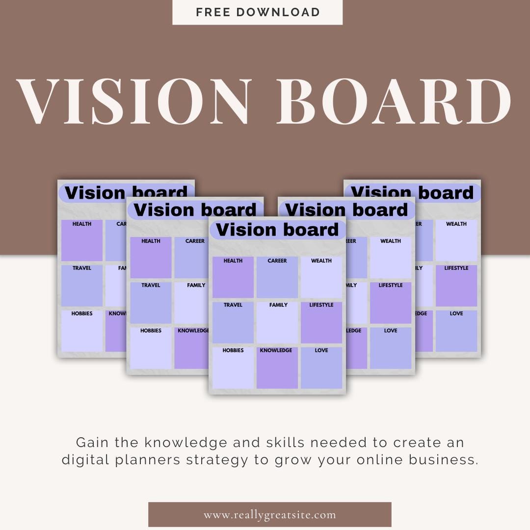 Lavender Floral Vision Board Planner: Modern Goal Setting - Etsy