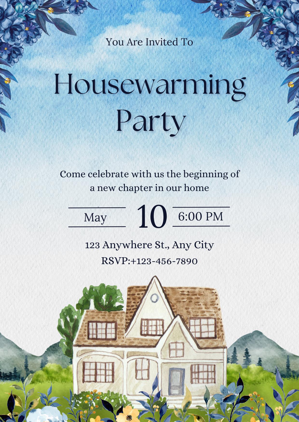 Housewarming Invitation, Printable Digital Invite Card, Printable ...