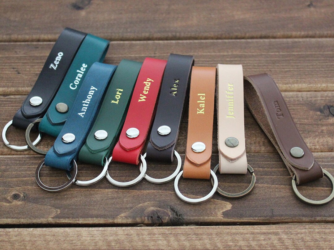 Personalized Leather Keychain: Custom Engraved Key Fob With Belt Loop ...