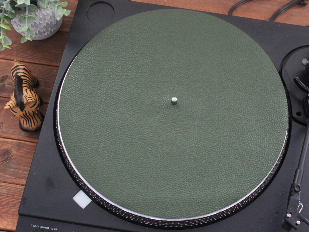 Olive Green Leather Turntable Mat: Anti-static Platter Slip Mat - Etsy
