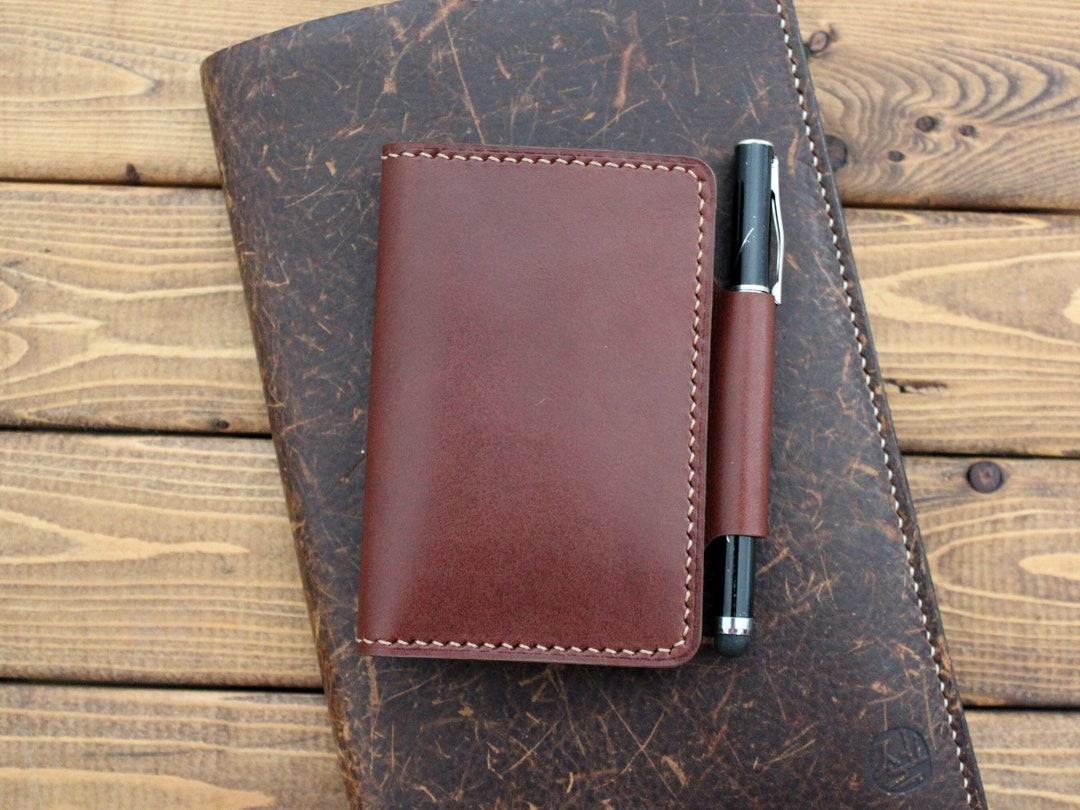 Extra Small Notebook Wallet With a Pen Loop in Italian CHESTNUT BROWN ...
