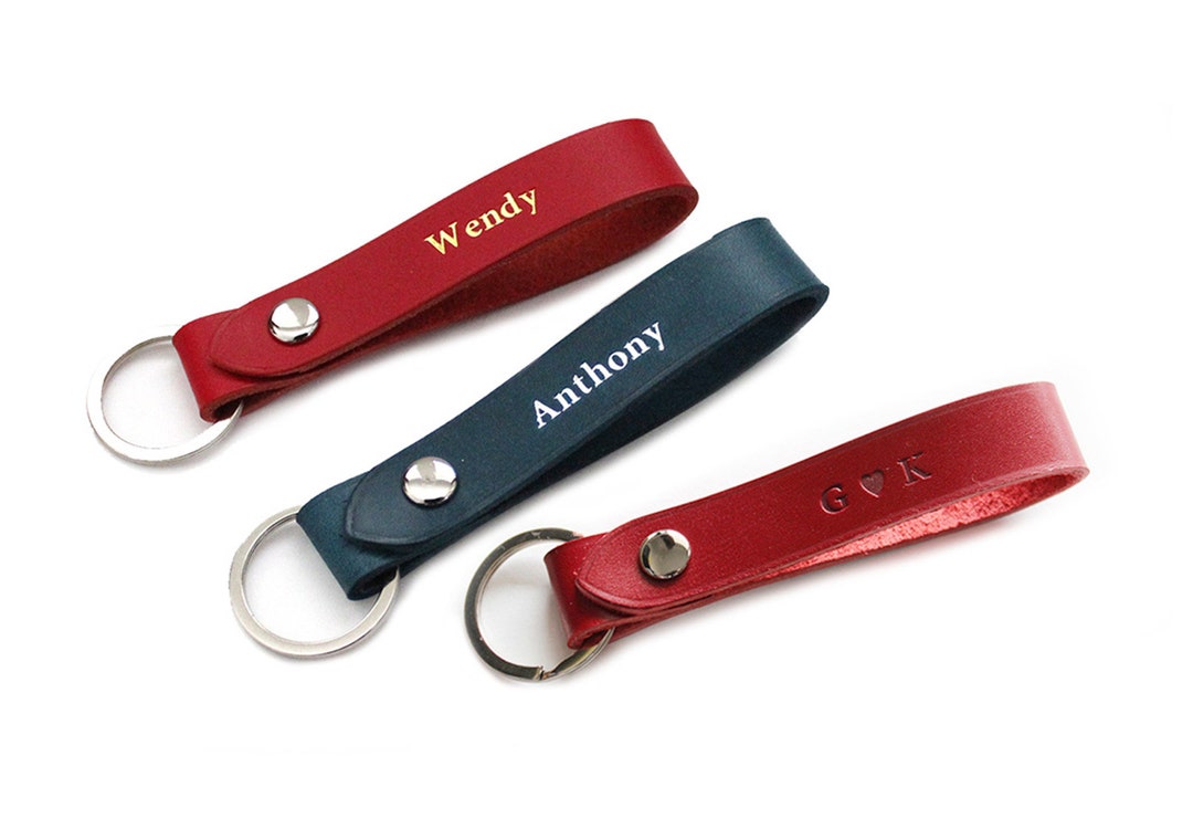 Personalized Leather KEY CHAIN, Attachable to Belt Loop, Custom Key ...