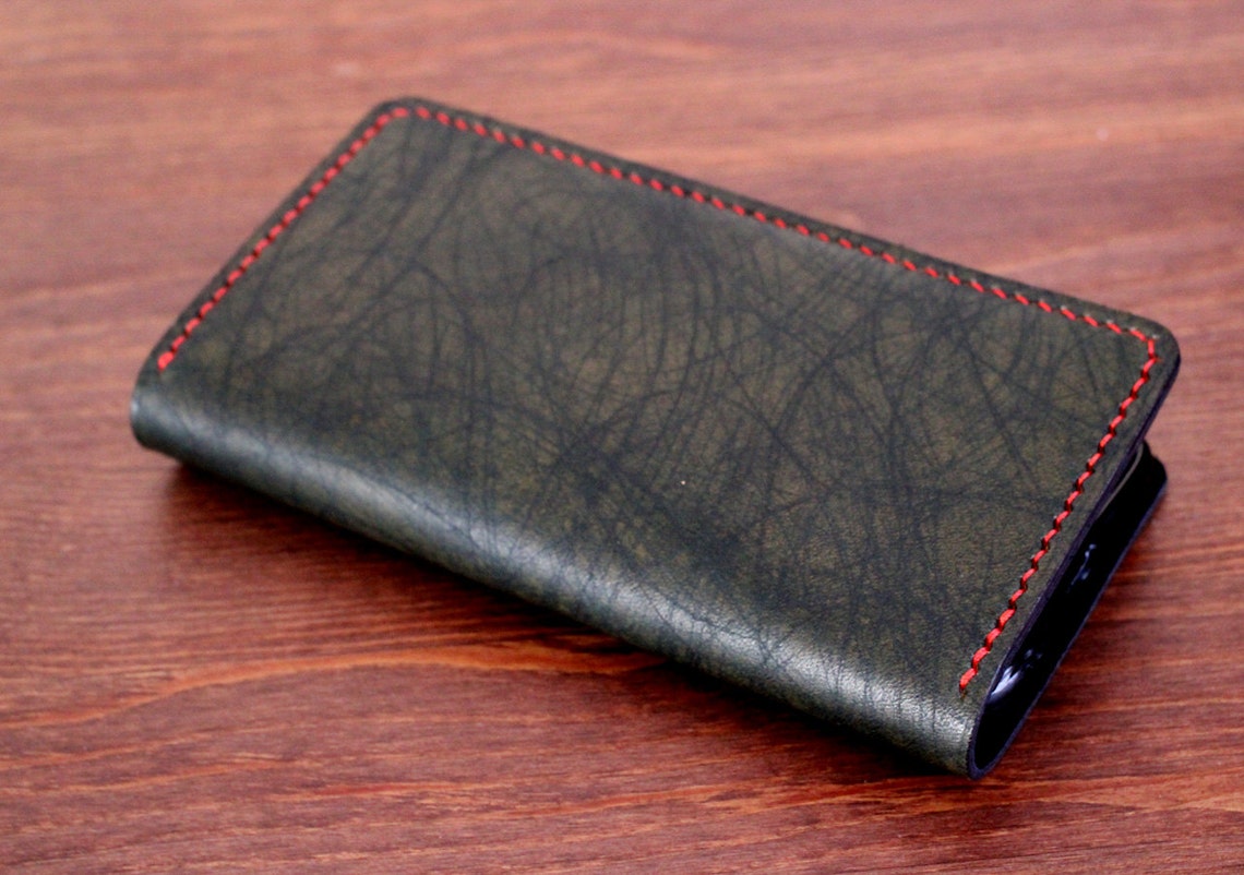 UNIQUE and RARE Scratched Dark Green Leather Case for Iphone - Etsy