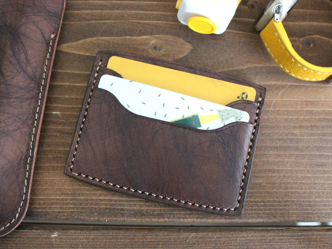Personalized Slim Pocket Wallet in Unique Scratched BROWN, GREEN ...