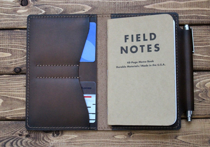 Personalized FIELD NOTES WALLET With a Pen Sleeve, Hand-stitched ...