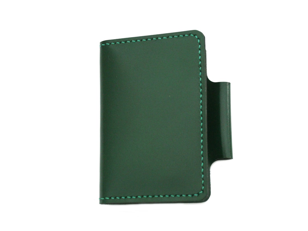 Extra Small Notebook Wallet With a Pen Loop in Italian GREEN Leather - Etsy