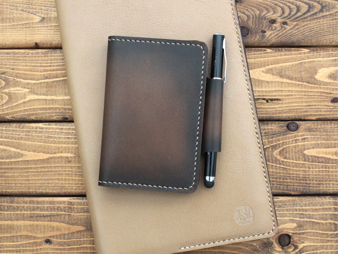 Extra Small Notebook Wallet With a Pen Loop in Burnished Brown Italian ...