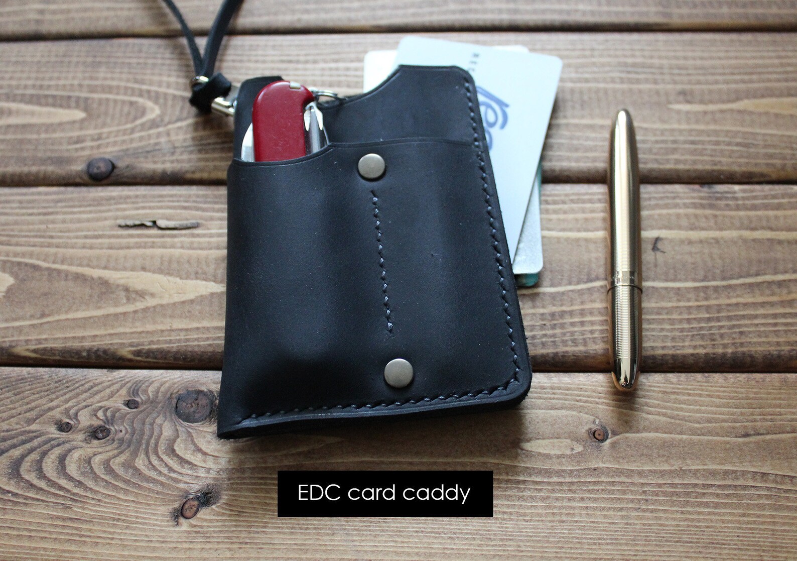 Leather EDC Wallet Black Every Day Carry Leather Pouch - Etsy