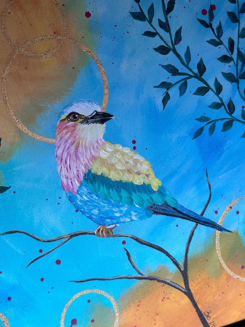 Zen Bird 12x12 Acrylic on Gallery Wrapped Canvas, Meditation Art Yoga ...