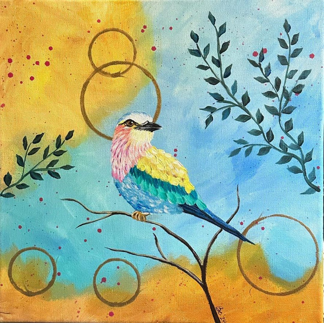 Zen Bird 12x12 Acrylic on Gallery Wrapped Canvas, Meditation Art Yoga ...
