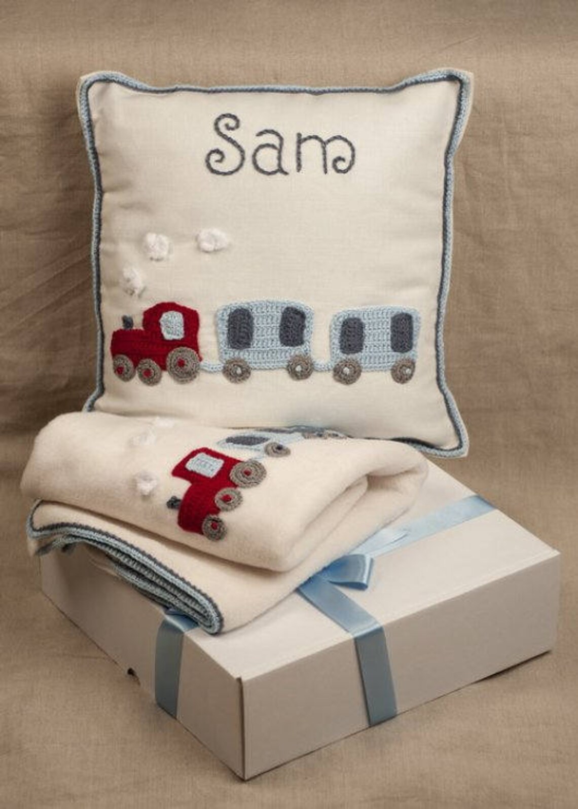 Personalised Train Crochet Blanket , Baby Room With Train , Crochet ...